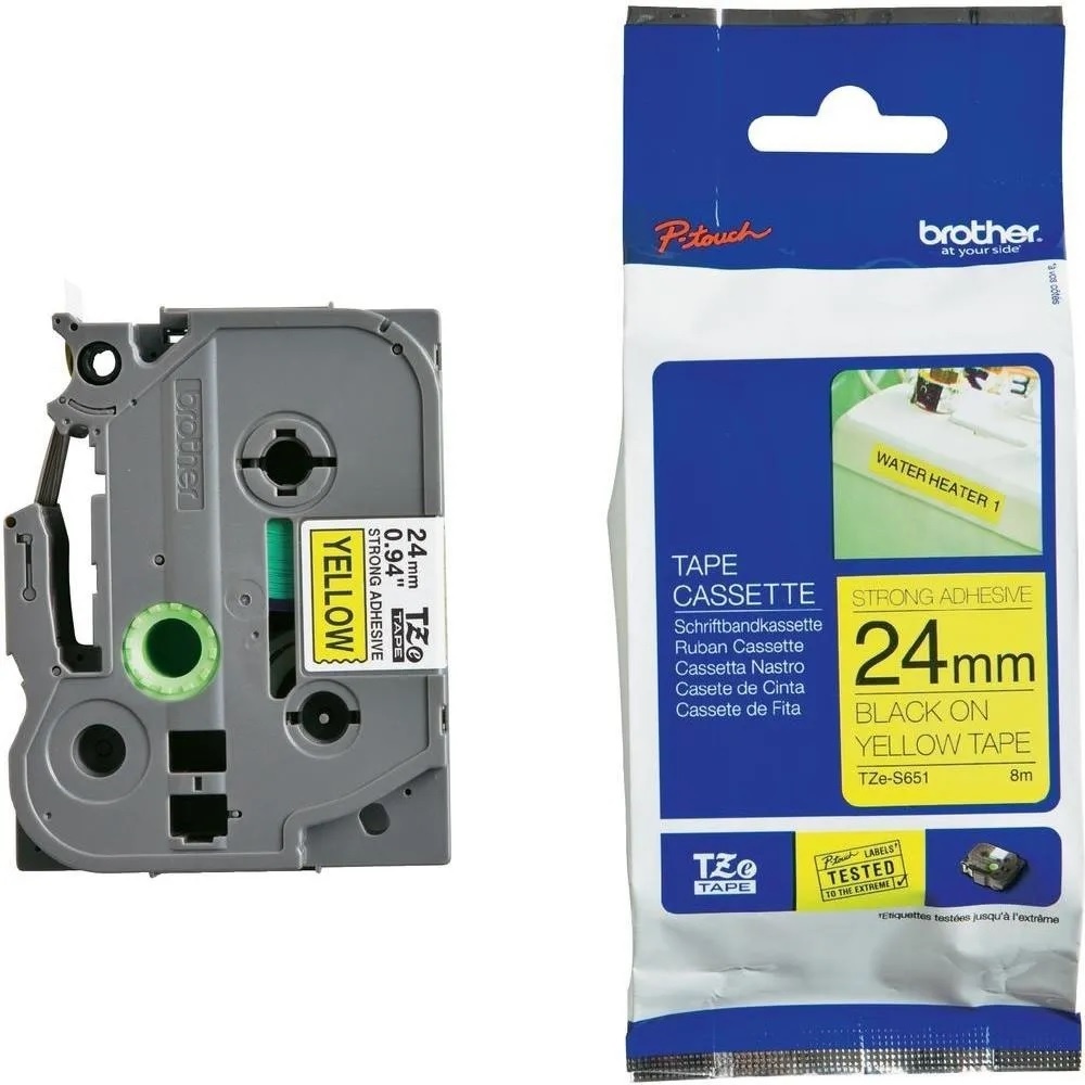 CINTA BROTHER TZE-651 BLACK ON YELLOW 1" (24MM) - IMAGO Impresiones